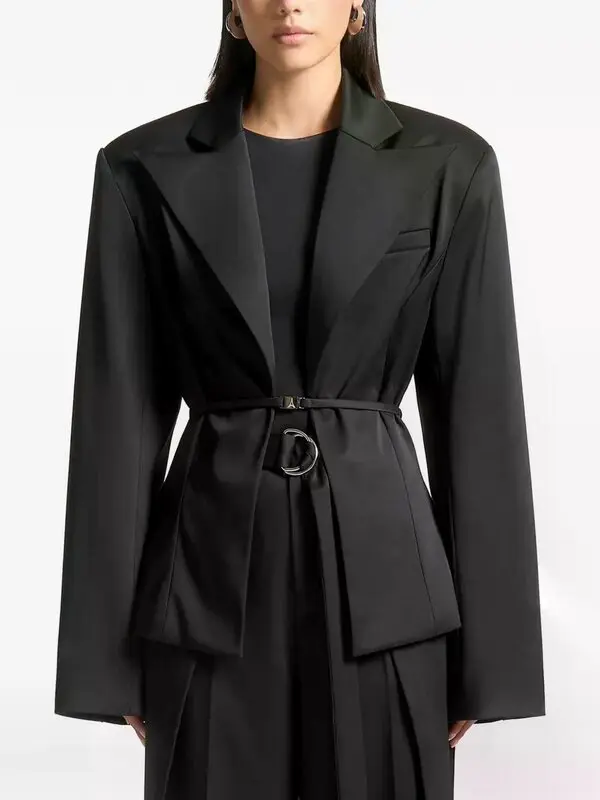 Manière De Voir Wide-shoulder Belted Blazer - Black