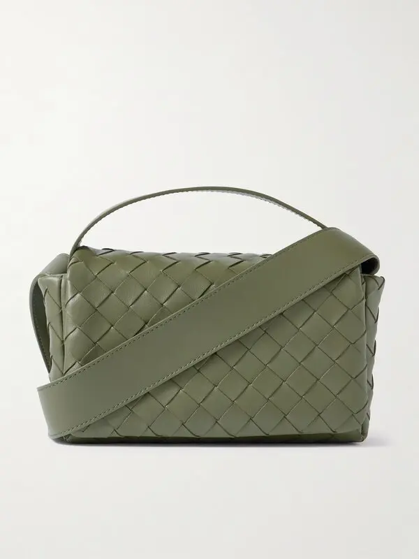 Bottega Veneta Intrecciato Leather Messenger Bag - Green