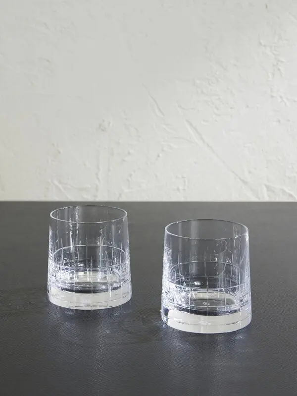 Christofle Graphik Set Of Two Double Old Fashioned Glasses - Neutrals