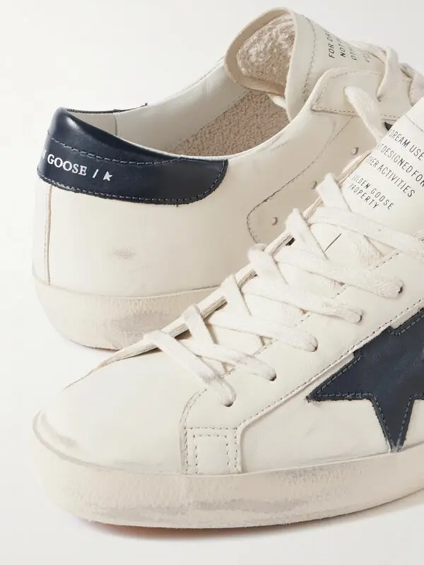 GOLDEN GOOSE Super-star Distressed Leather Sneakers - Neutrals