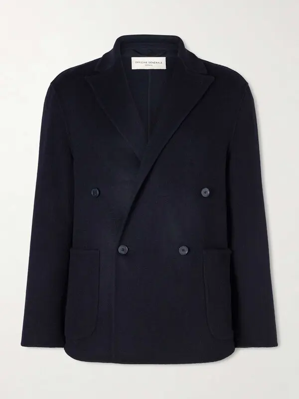 Officine Générale Maxwell Double-breasted Wool Suit Jacket - Navy