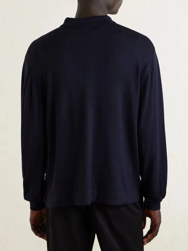 Officine Générale Wool Half-zip Polo Sweater - Blue