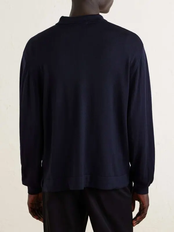 Officine Générale Wool Half-zip Polo Sweater - Navy