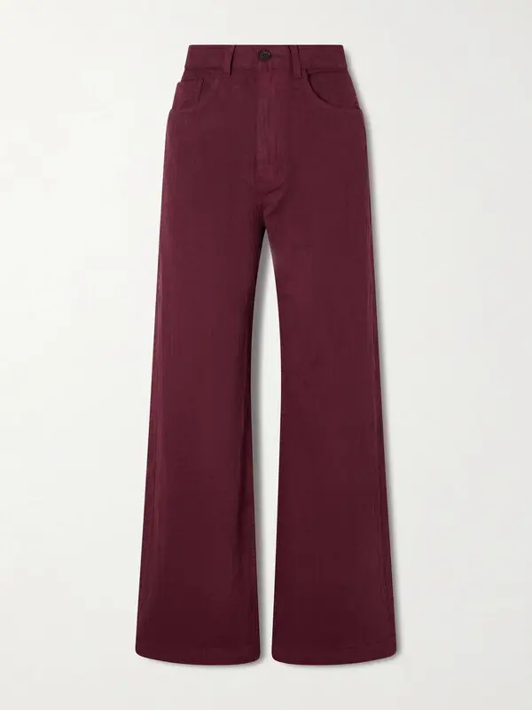 THE ELDER STATESMAN Herringbone Cotton Wide-leg Pants