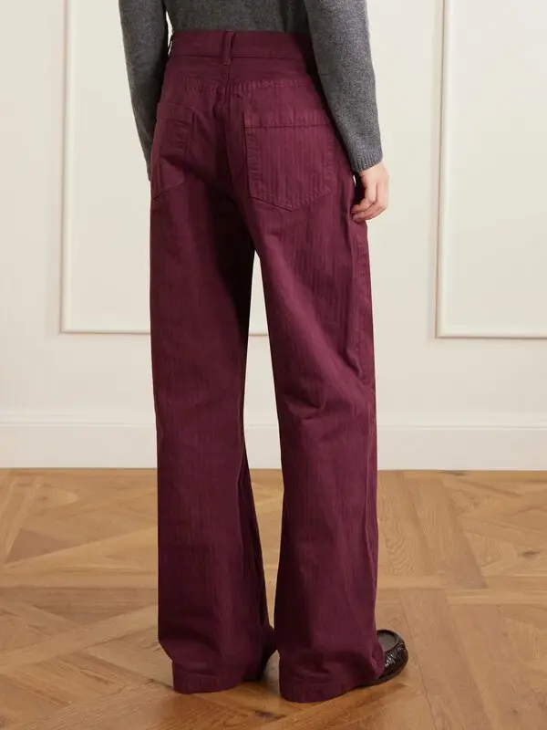 THE ELDER STATESMAN Herringbone Cotton Wide-leg Pants