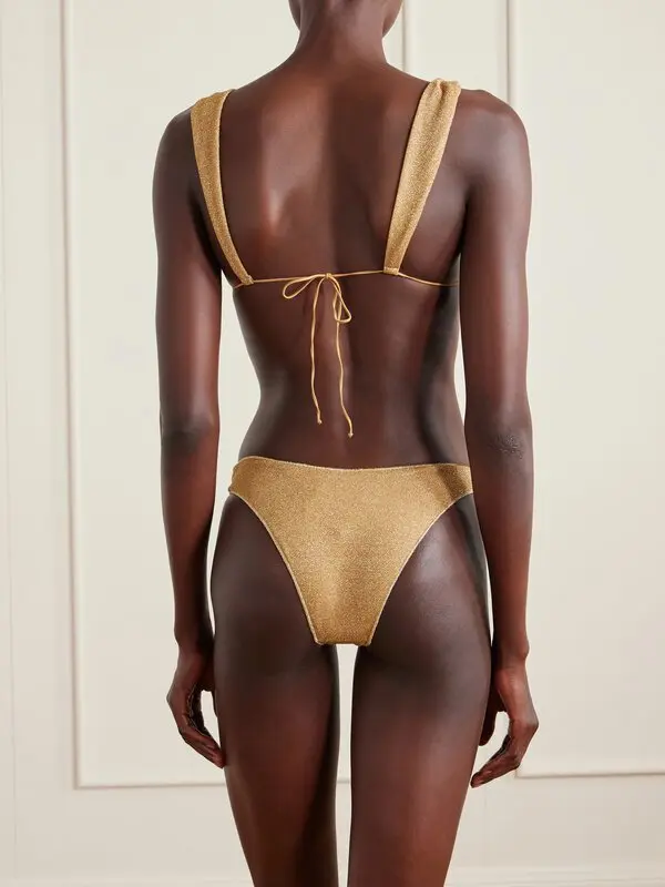Oseree Lumière Embellished Metallic Triangle Bikini