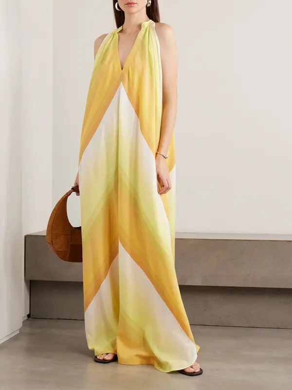 MARRAKSHI LIFE Oversized Striped Cotton Maxi Dress - Yellow