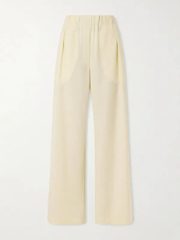 JIL SANDER Wool-ripstop Wide-leg Pants - Neutrals