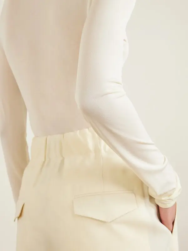 JIL SANDER Wool-ripstop Wide-leg Pants - Neutrals