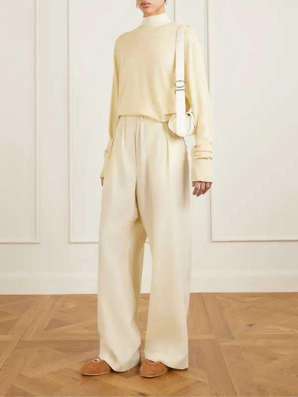 JIL SANDER Wool-ripstop Wide-leg Pants - Sand