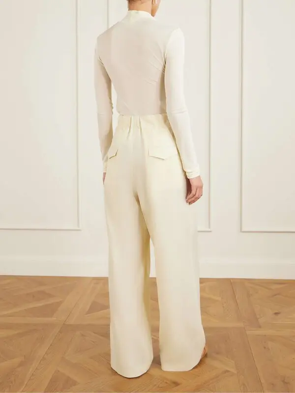 JIL SANDER Wool-ripstop Wide-leg Pants - Sand