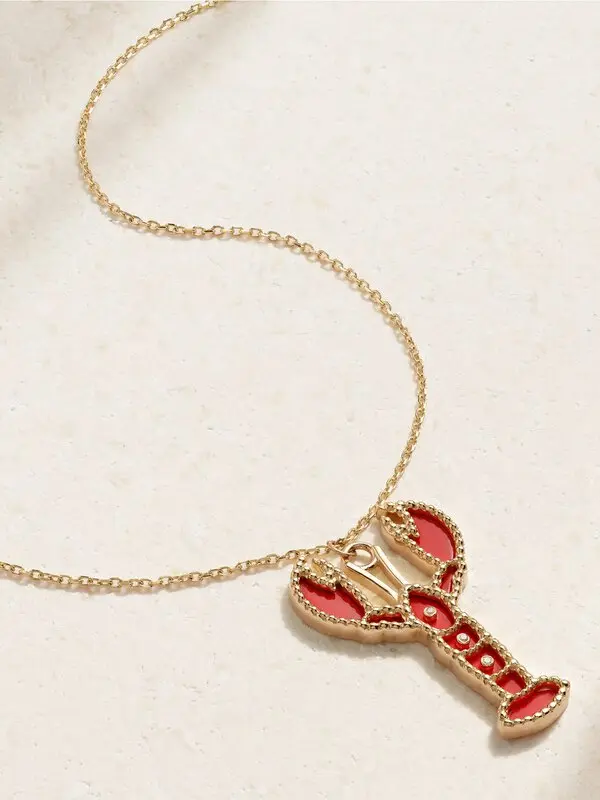 L’ATELIER NAWBAR Lobster Coral And Diamond Necklace - Gold