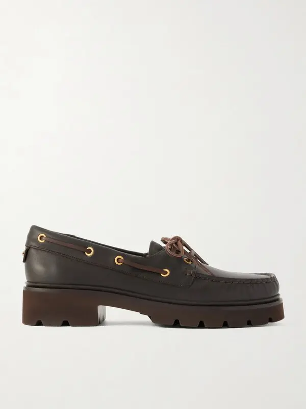 GIANVITO ROSSI Leather Boat Shoes - Brown