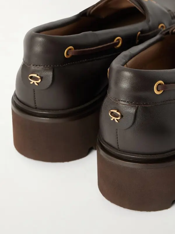 GIANVITO ROSSI Leather Boat Shoes - Brown