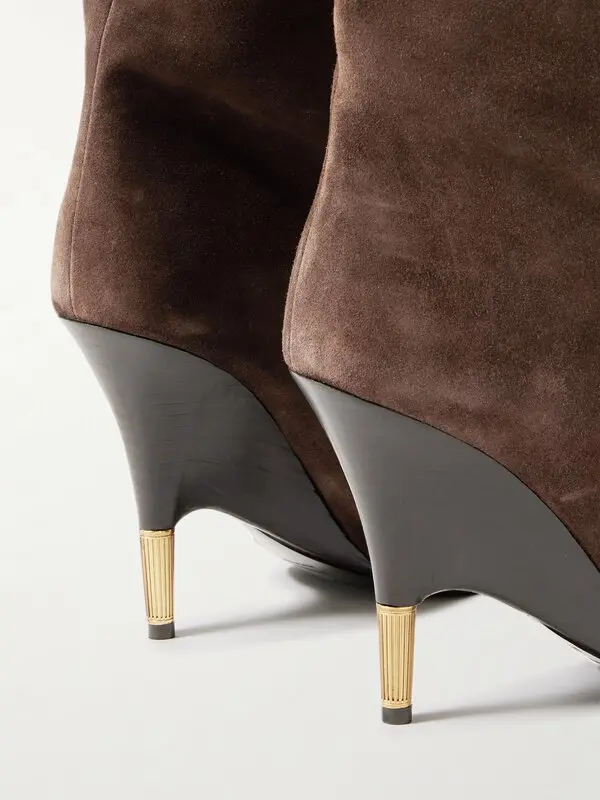 Khaite Bella Suede Knee Boots - Brown