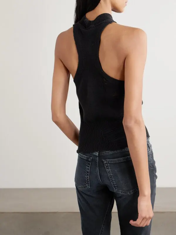 HAIKURE Distressed Cotton And Wool-blend Tank
