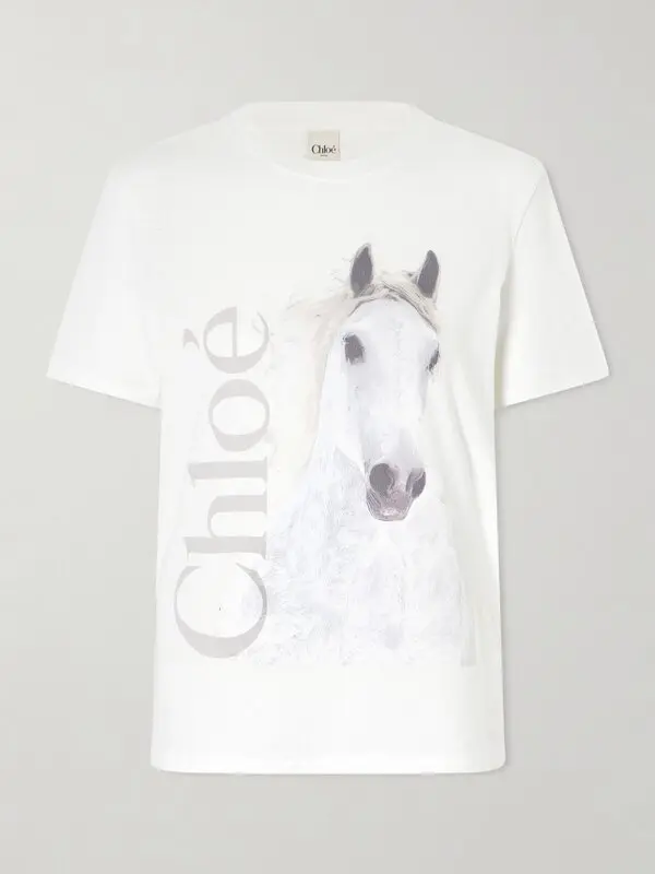 Chloé Printed Organic Cotton-jersey T-shirt - White