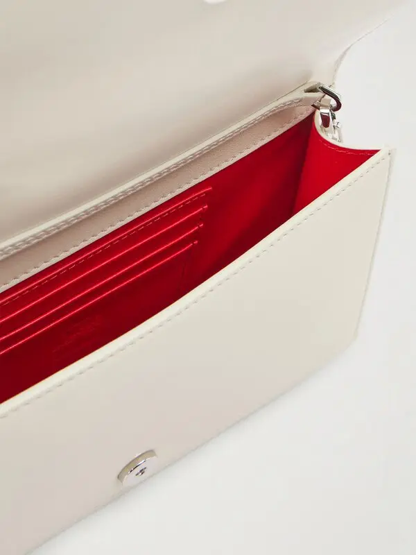 CHRISTIAN LOUBOUTIN Bettina Embellished Metallic Leather Clutch - Silver