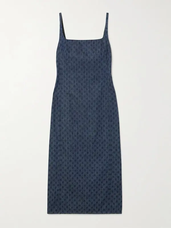 Dries Van Noten Printed Denim Midi Dress