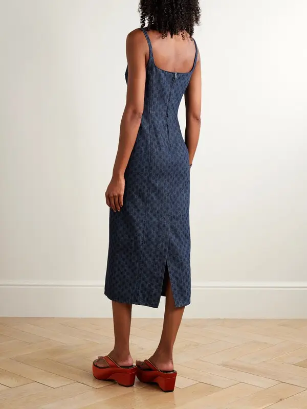 Dries Van Noten Printed Denim Midi Dress