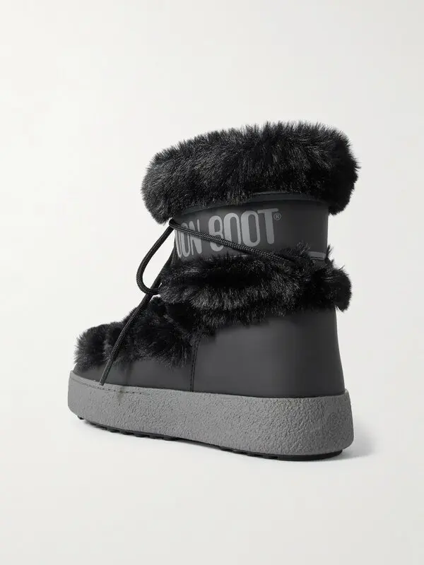 Moon Boot Ltrack Monaco Plush-trimmed Snow Boots - Black