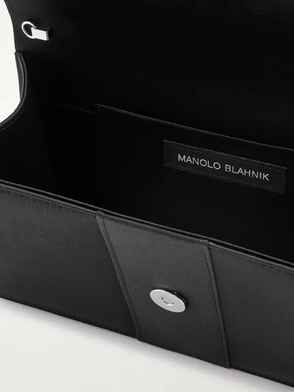 Manolo Blahnik Maycapjou Crystal-embellished Satin Clutch - Black