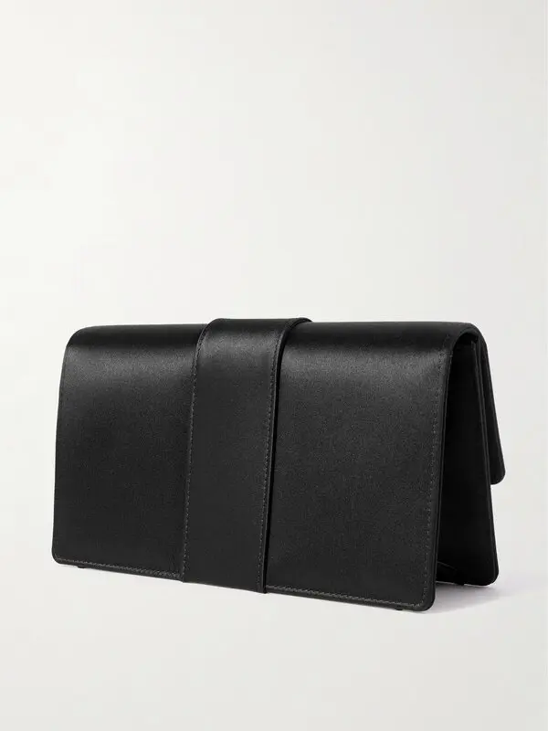 Manolo Blahnik Maycapjou Crystal-embellished Satin Clutch - Black