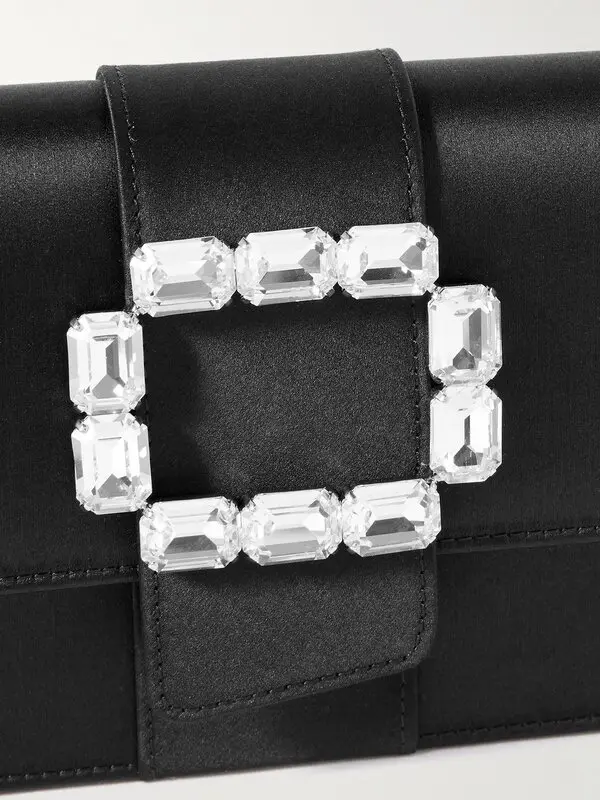 Manolo Blahnik Maycapjou Crystal-embellished Satin Clutch - Black