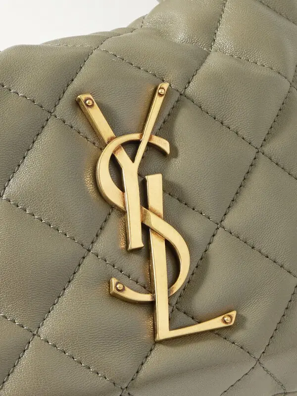 Saint Laurent Icarino Matelassé Leather Tote - Green
