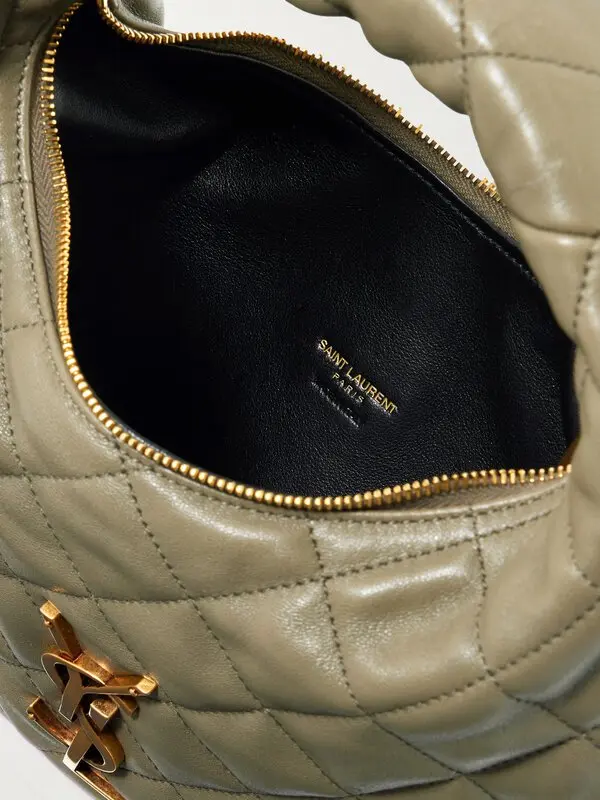 Saint Laurent Icarino Matelassé Leather Tote - Green