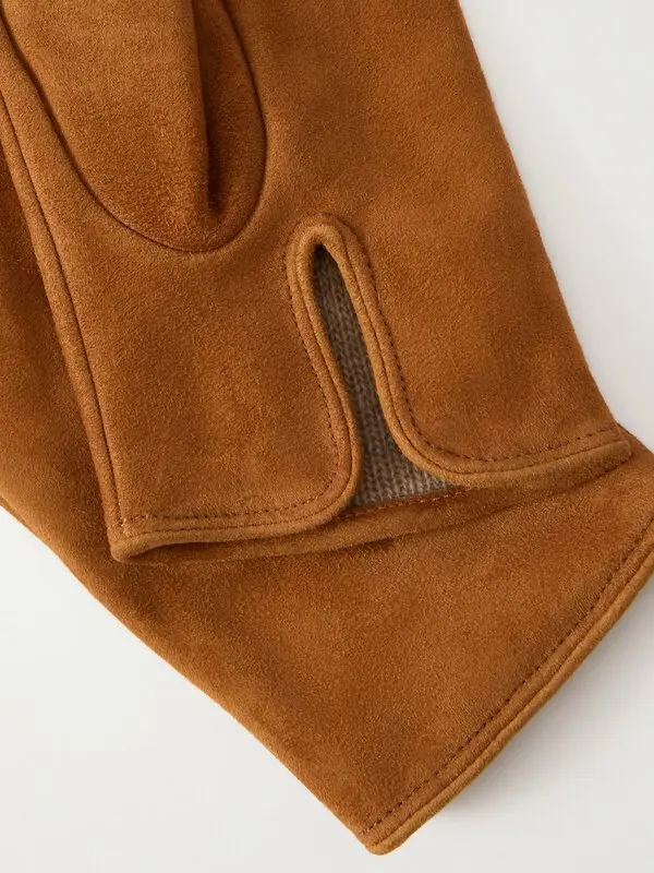 Nour Hammour Suede Gloves - Brown