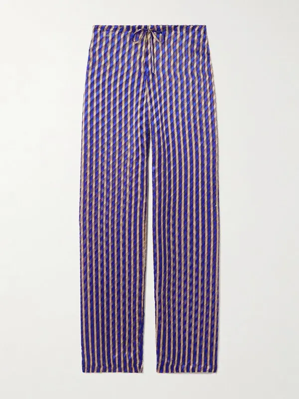 Dries Van Noten Striped Devoré-velvet Straight-leg Pants
