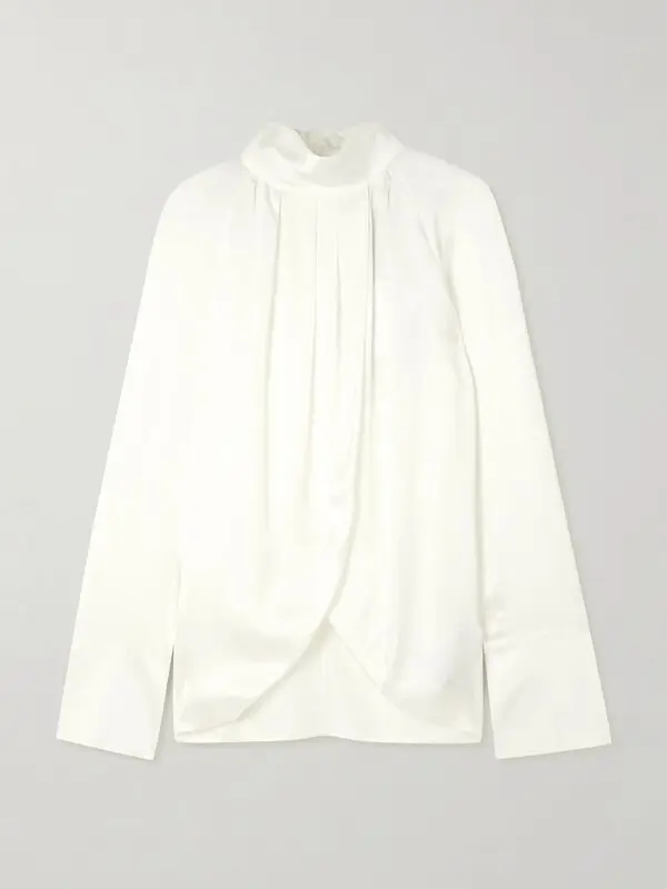 Balmain Draped Silk-satin Blouse
