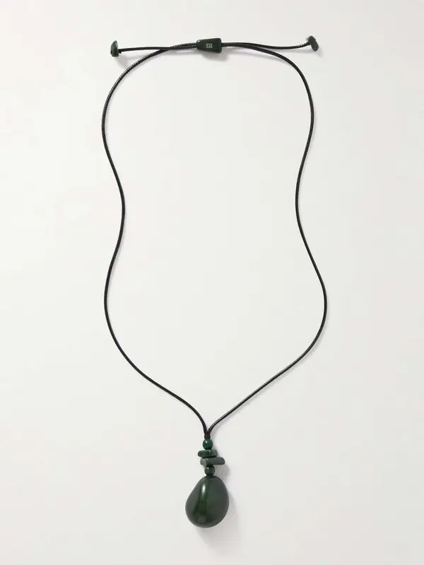 HUNTING SEASON Pendant Tagua And Leather Necklace - Emerald