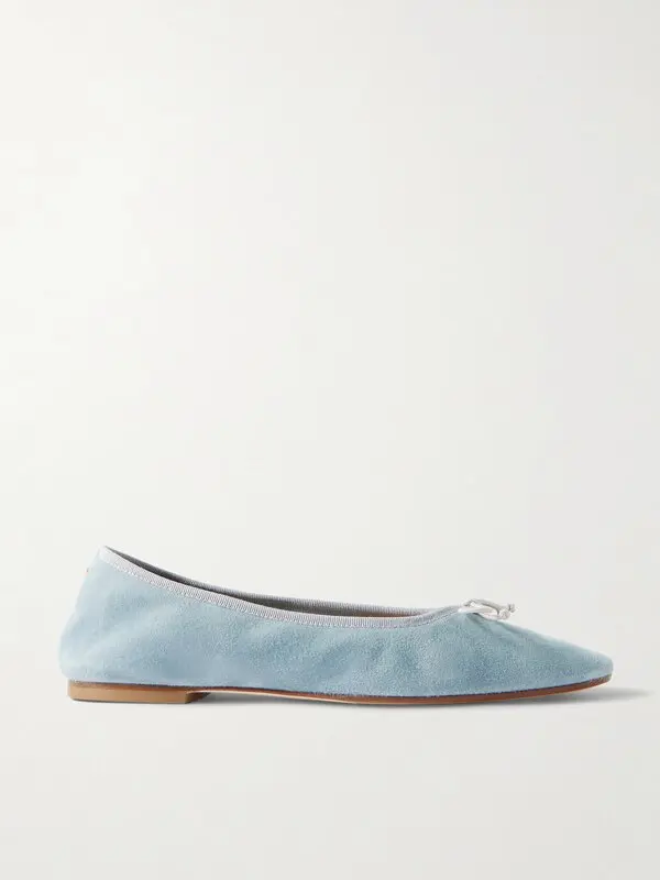 AeydĒ Tiby Bow-detailed Suede Ballet Flats - Blue