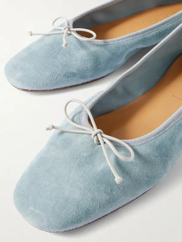 AeydĒ Tiby Bow-detailed Suede Ballet Flats - Blue