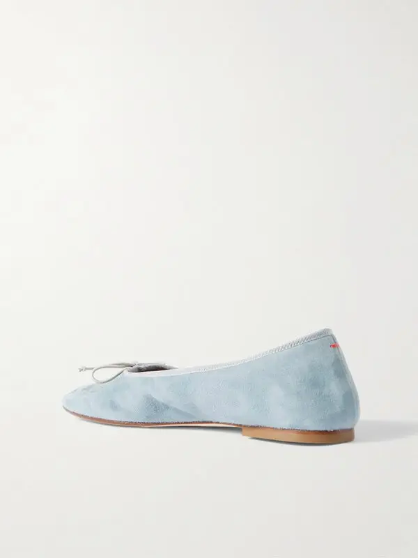 AeydĒ Tiby Bow-detailed Suede Ballet Flats - Blue