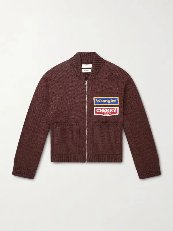 Cherry Los Angeles Wrangler Logo-AppliquéD Embroidered Cotton Zip