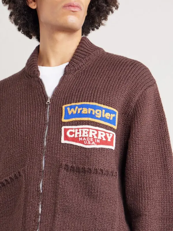 Cherry Los Angeles Wrangler Logo-AppliquéD Embroidered Cotton Zip