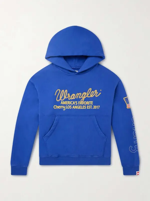 CHERRY LOS ANGELES Wrangler America's Favorite Logo-embroidered Cotton-fleece Hoodie - Royal Blue