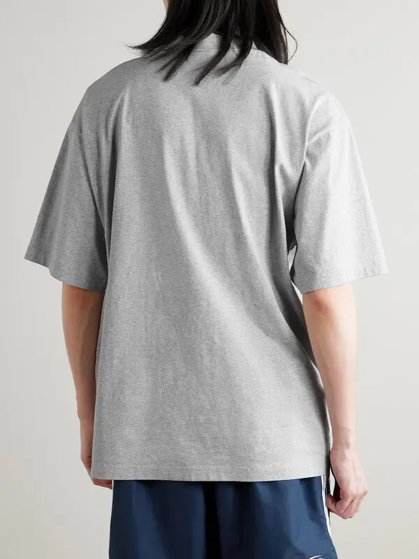 Balenciaga Logo-embroidered Cotton-jersey T-shirt - Gray