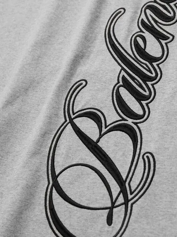 Balenciaga Logo-embroidered Cotton-jersey T-shirt - Gray