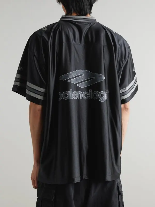 Balenciaga Logo-print Striped Appliquéd Jersey T-shirt