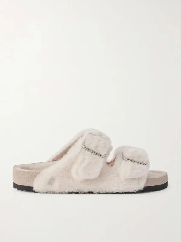 BIRKENSTOCK Arizona Shearling Sandals - Cream