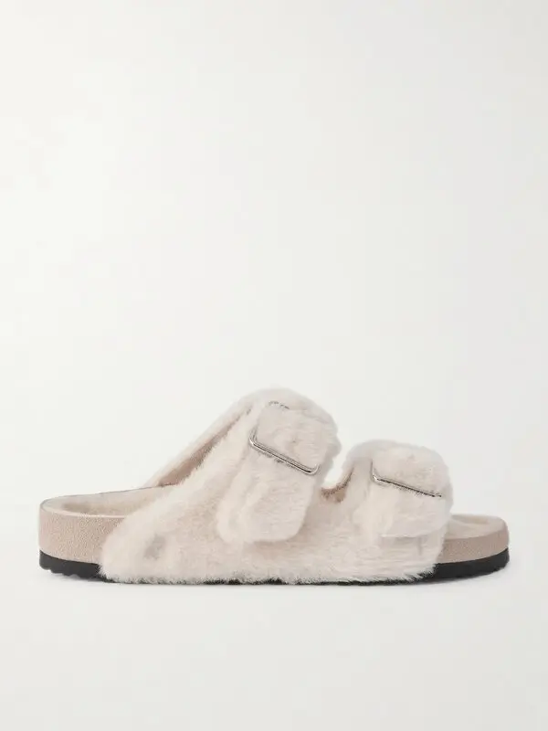 BIRKENSTOCK Arizona Shearling Sandals - Neutrals