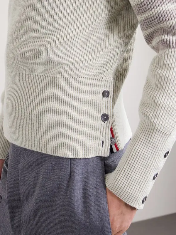 Thom Browne Slim-fit Striped Cotton Sweater - Neutrals