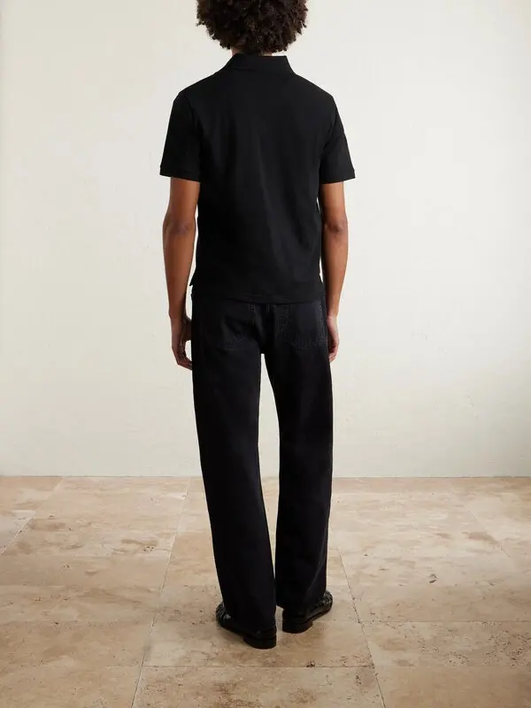 Saint Laurent Logo-embroidered Cotton-blend Piqué Polo Shirt - Black