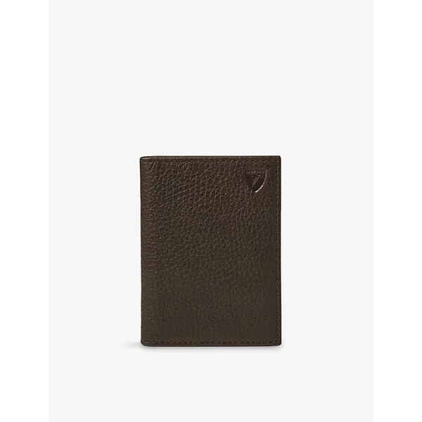 ASPINAL OF LONDON Double Fold Leather Card Holder - Chocolate