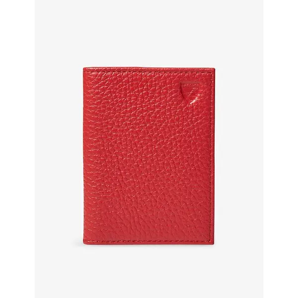 ASPINAL OF LONDON Double Fold Leather Card Holder - Red