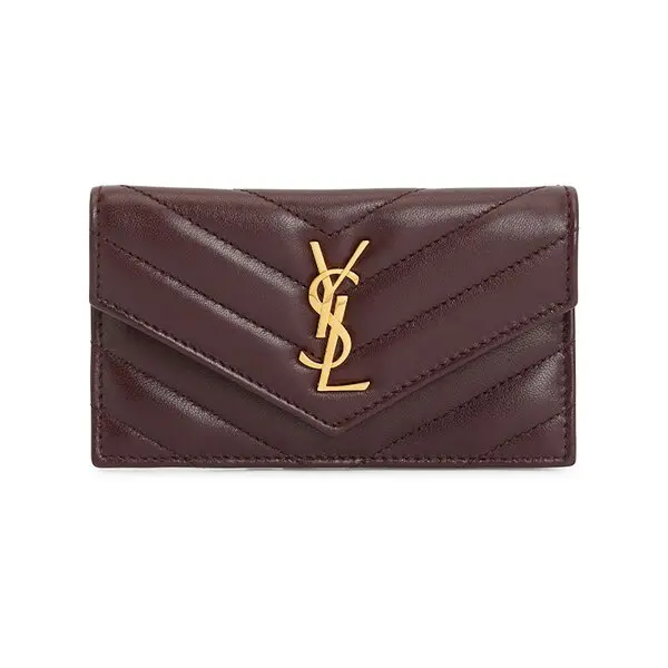 Saint Laurent Cassandre Fragments Card Holder - Wine